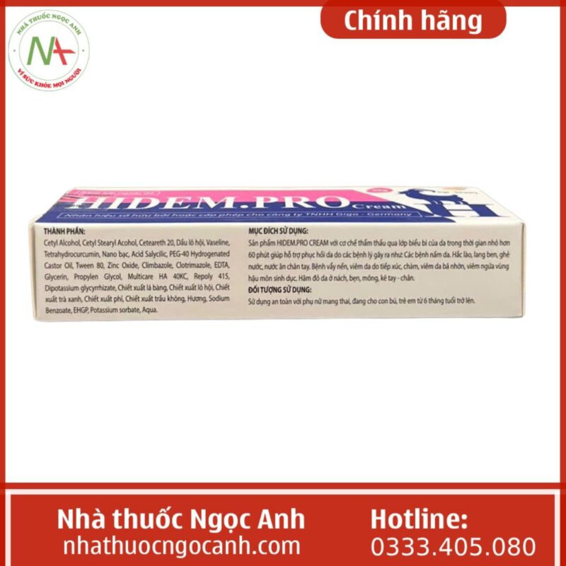 Hidem.Pro Cream có tác dụng gì, có tốt không, giá bao nhiêu, mua ở đâu?