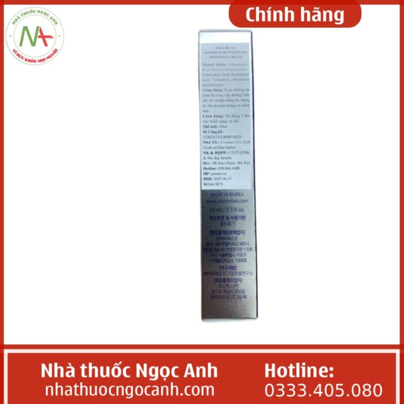 SkinMD Pure Whitenol Intensive Cream 15ml review có tốt không, giá bao ...