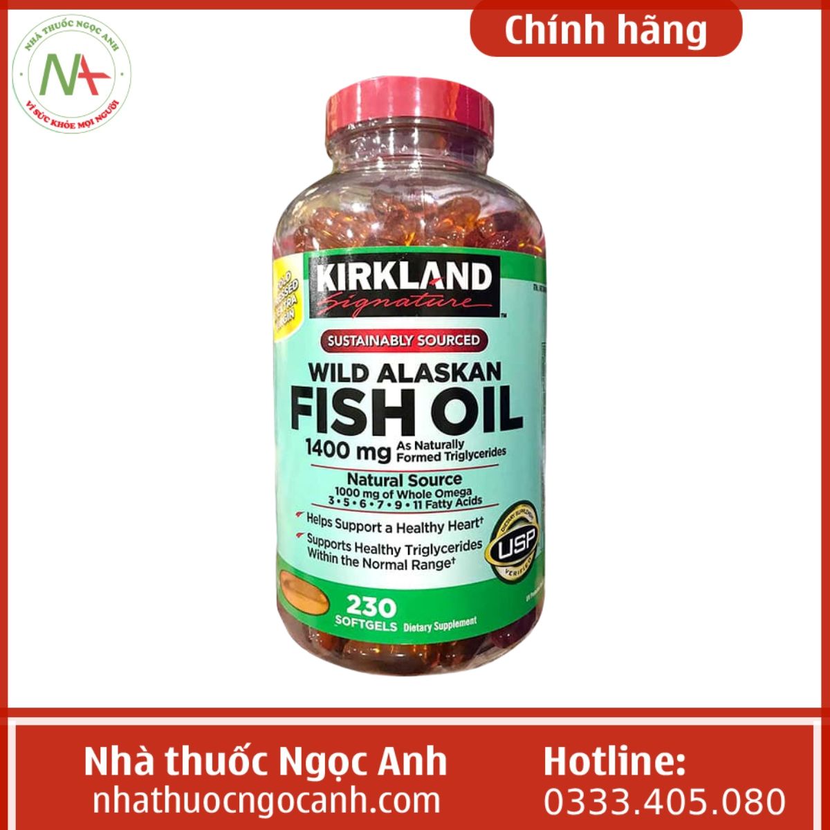 Kirkland Wild Alaskan Fish Oil 1400 mg của Mỹ cách sử dụng, công dụng?