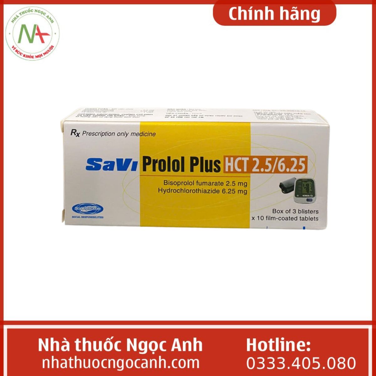 Thuốc SaviProlol Plus HCT 2.5/6.25 là thuốc gì, có tác dụng gì?