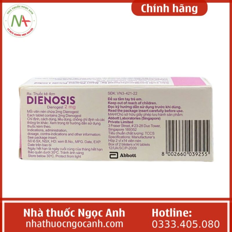 Thuốc Dienosis 2mg (Dienogest) có tác dụng gì, mua ở đâu?