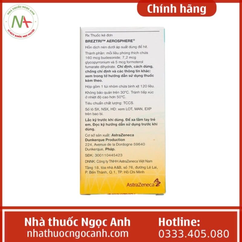 Thuốc hít xịt Breztri aerosphere 160mcg/7.2mcg/5mcg có tác dụng gì?