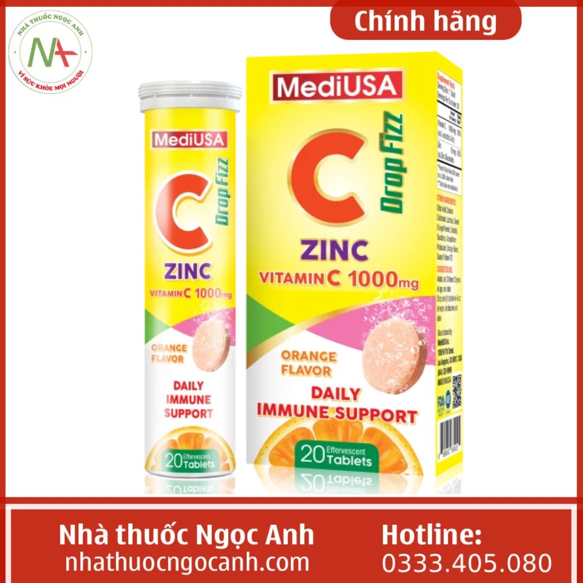 MediUSA C Zinc Drop Fizz (Vitamin C, Kẽm) có tác dụng gì, mua ở đâu?