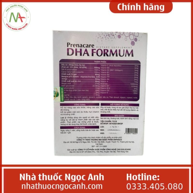 Prenacare DHA Formum có công dụng gì, mua chính hãng ở đâu?