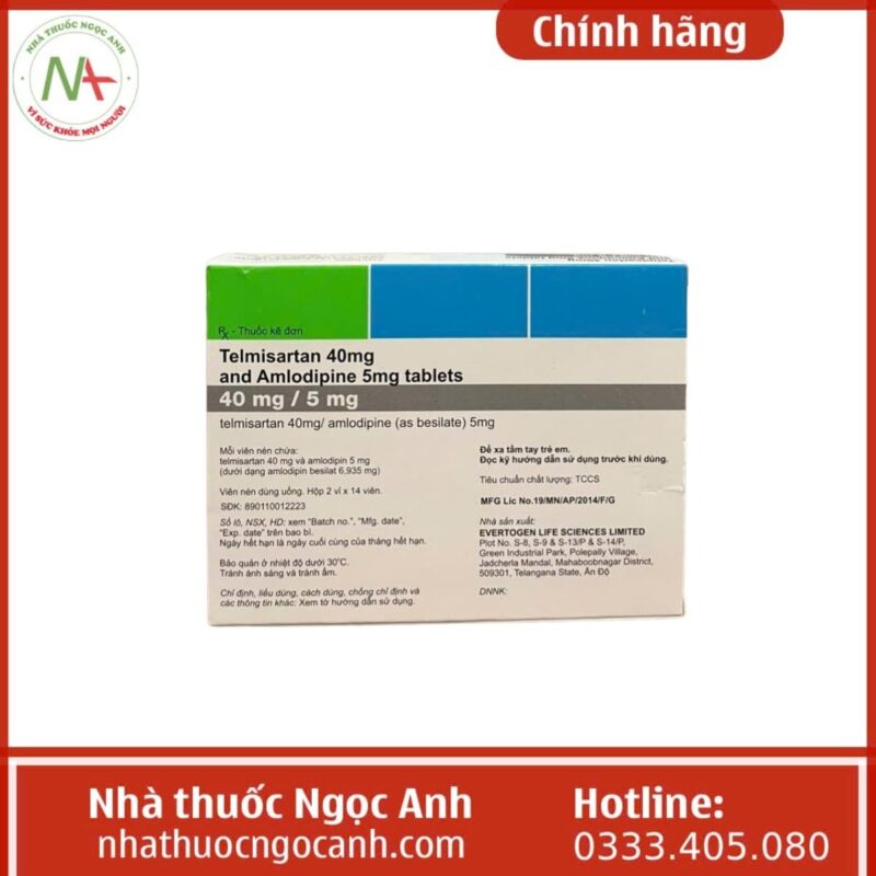 Telmisartan 40mg and Amlodipine 5mg tablets Evertogen có tác dụng gì?