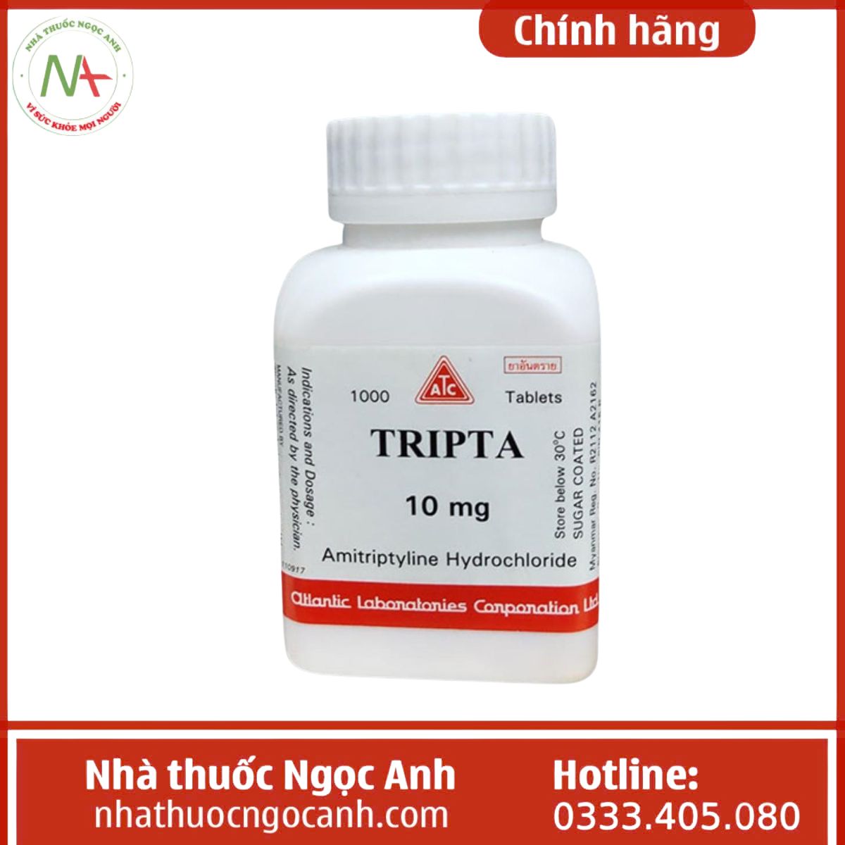 Thuốc Tripta 10mg (Amitriptyline) là thuốc gì, có tác dụng gì, mua ở đâu?