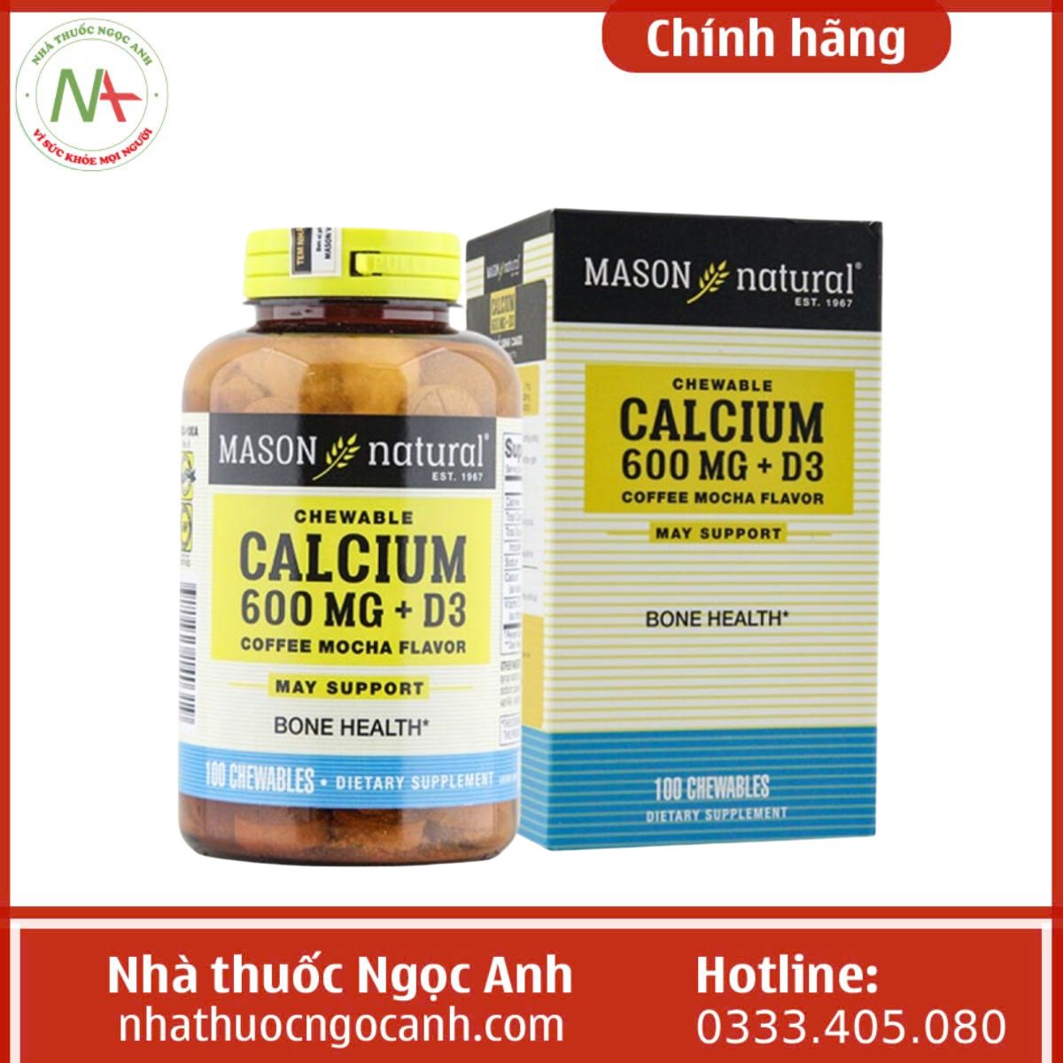 Thuốc Chewable Calcium 600Mg + D3 Mason Natural giá bao nhiêu, mua ở đâu?