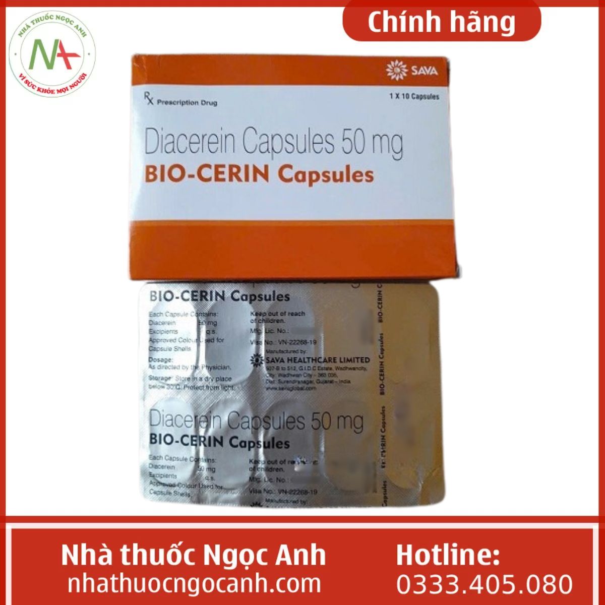 Thuốc Bio-Cerin Capsules 50mg (Diacerein) có tác dụng gì, mua ở đâu?