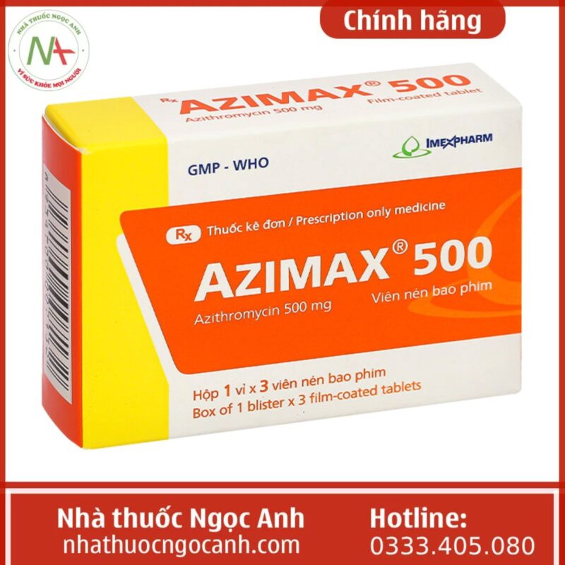 Thuốc Azimax 500 (Azithromycin) là thuốc gì, giá bao nhiêu, mua ở đâu?