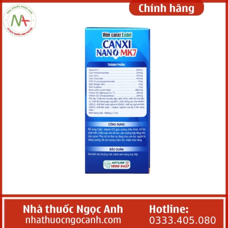 Viên Canxi Exdel CANXI NANO MK7 có tác dụng gì? Tìm mua ở đâu?