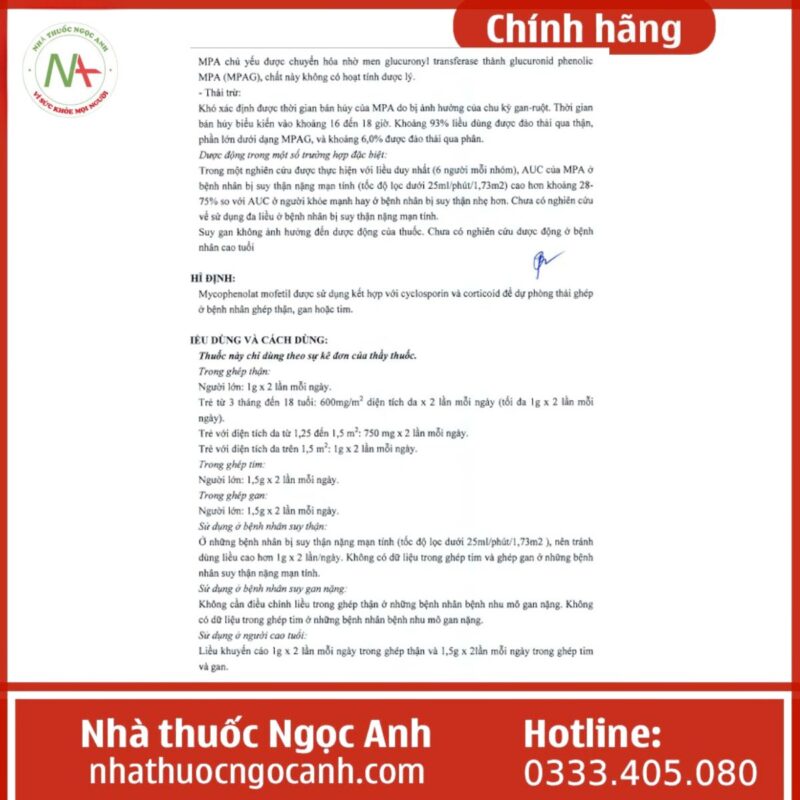 Thuốc Mycokem capsules 250mg (Mycophenolat mofetil) có tác dụng gì?