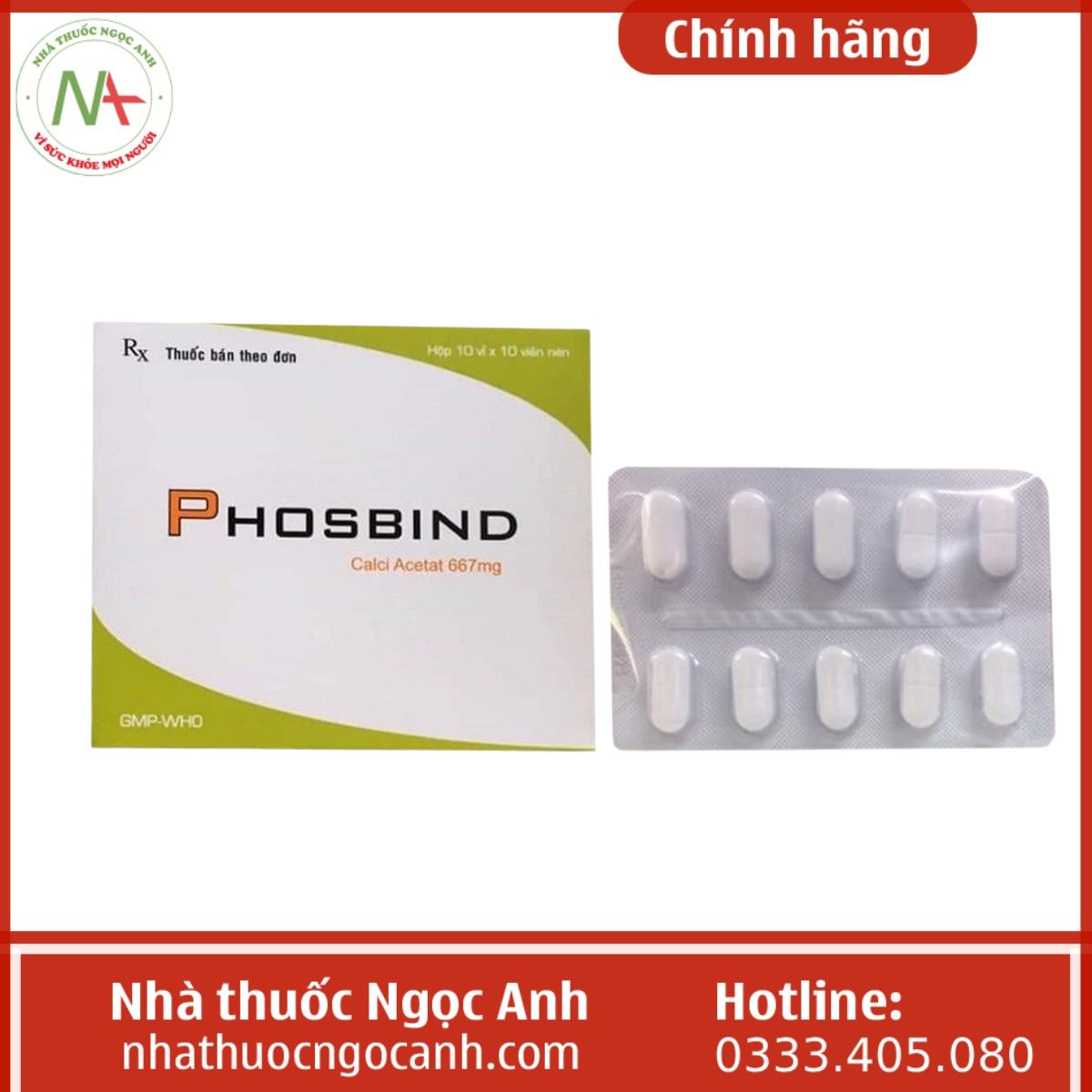 Thuốc Phosbind 667mg (Calci Acetat) có tác dụng gì, giá bao nhiêu?