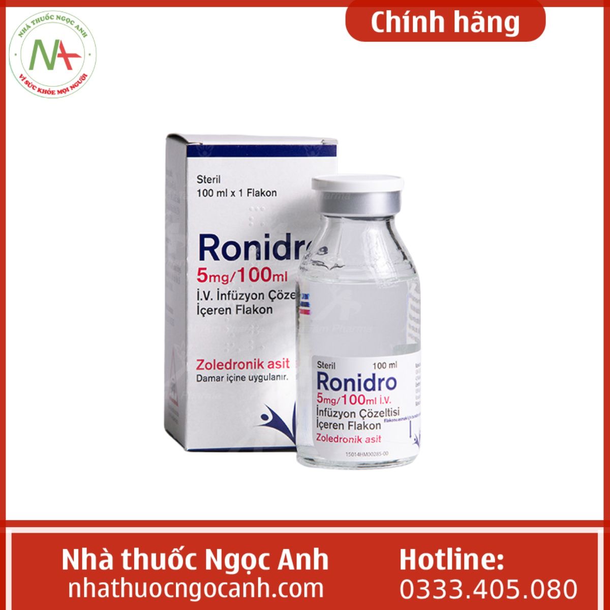 Thuốc Ronidro 5mg-100ml (Zoledronic Acid) là thuốc gì, mua ở đâu, giá ...