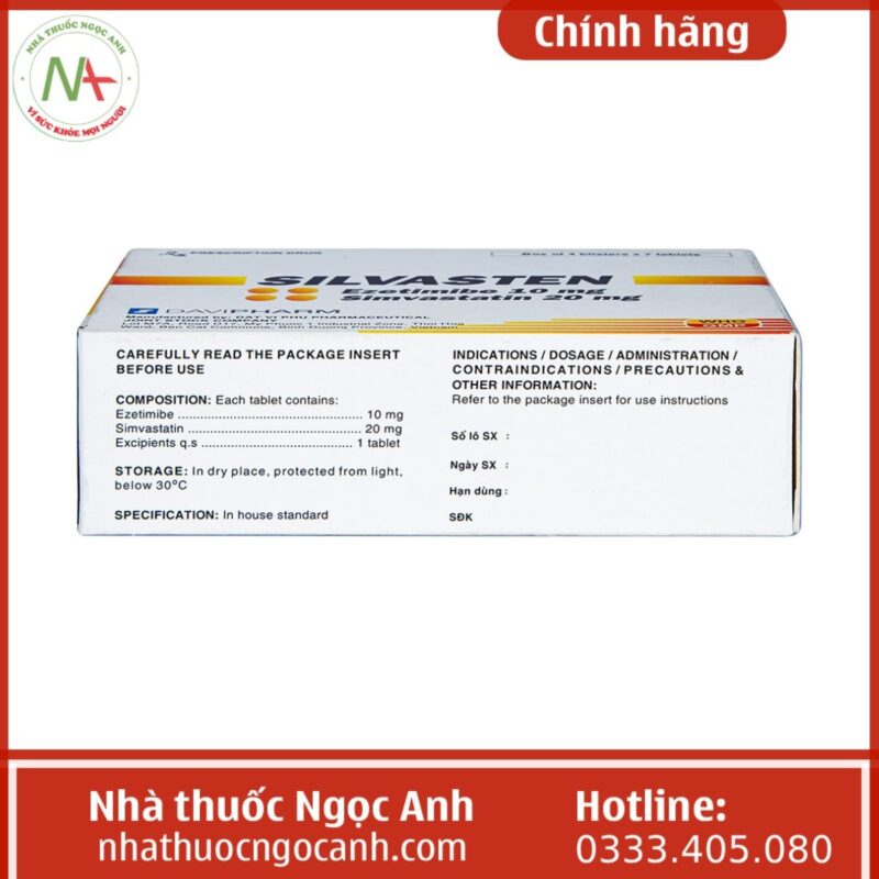 Thuốc Silvasten 20mg/10mg (Simvastatin/Ezetimibe) là thuốc gì, mua ở ...