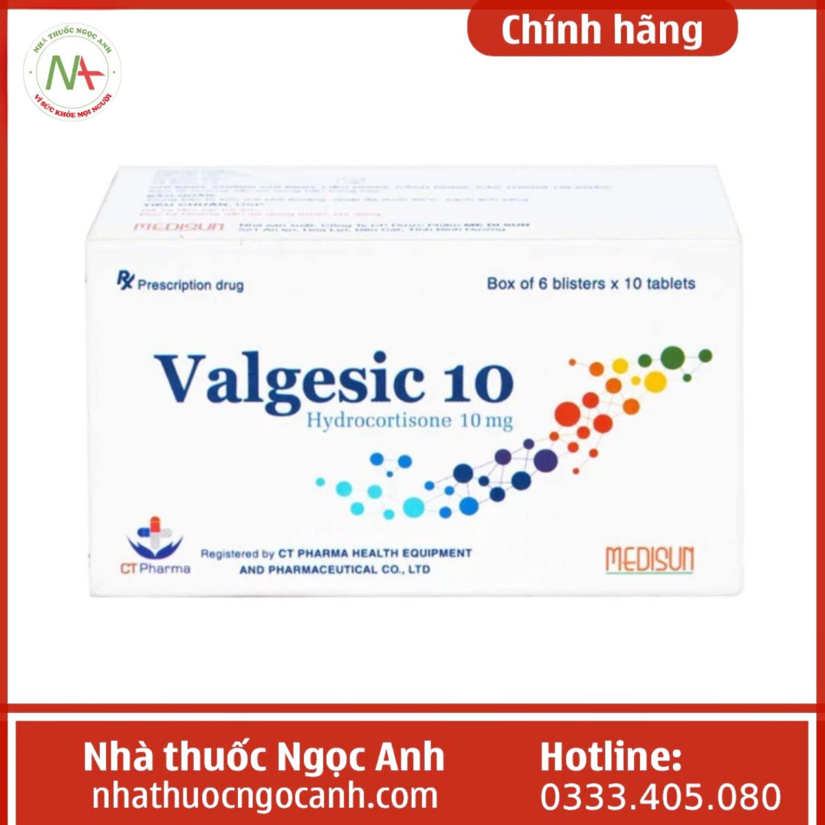 Thuốc Valgesic 10mg Medisun (Hydrocortisone) có tác dụng gì?