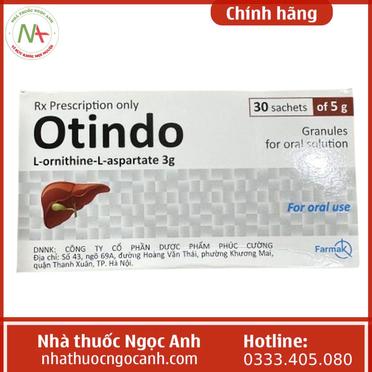 Thuốc Otindo 3g (L-Ornithine L-Aspartate) là thuốc gì, mua ở đâu?