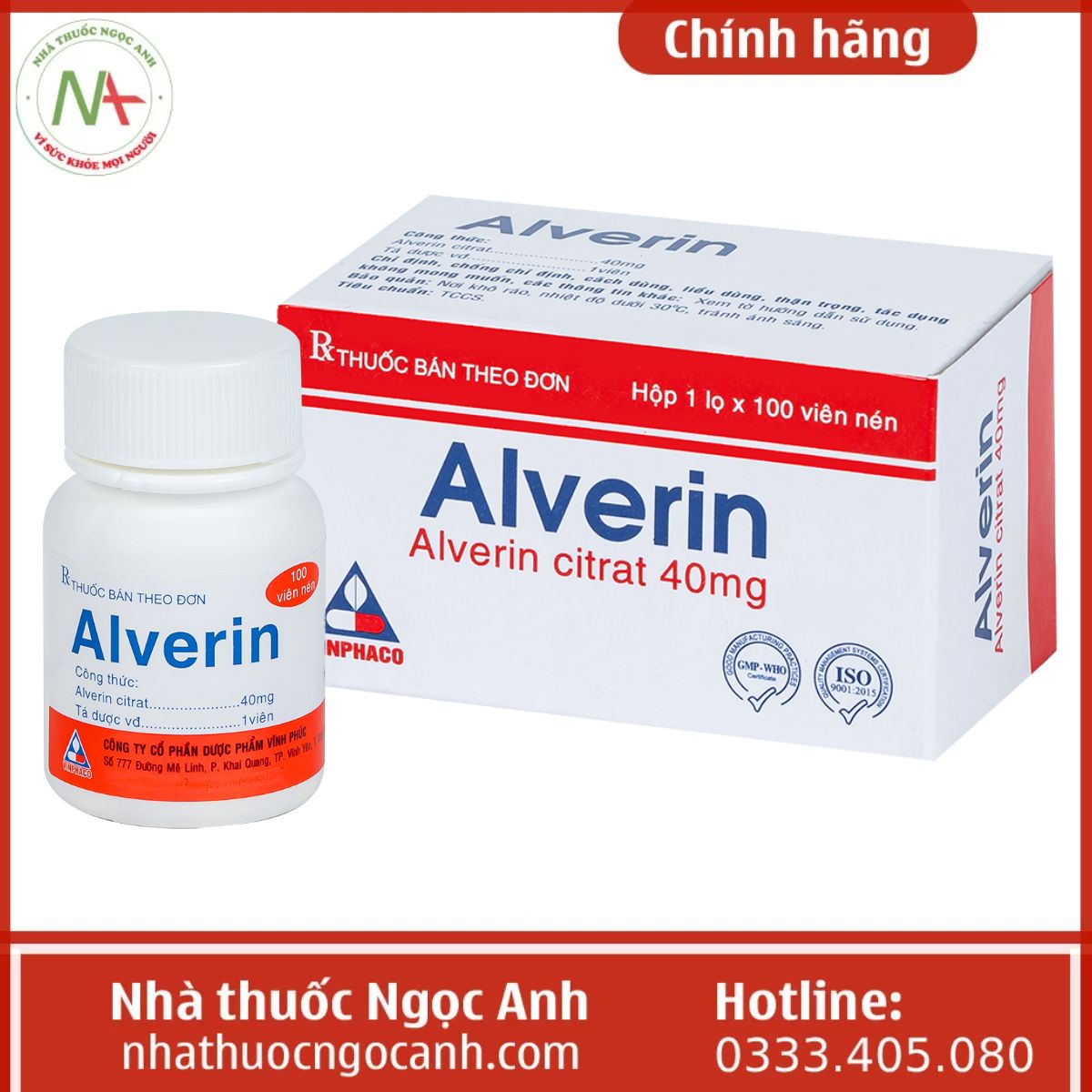 Thuốc Alverin 40mg Vinphaco có tác dụng gì, giá bao nhiêu, mua ở đâu?