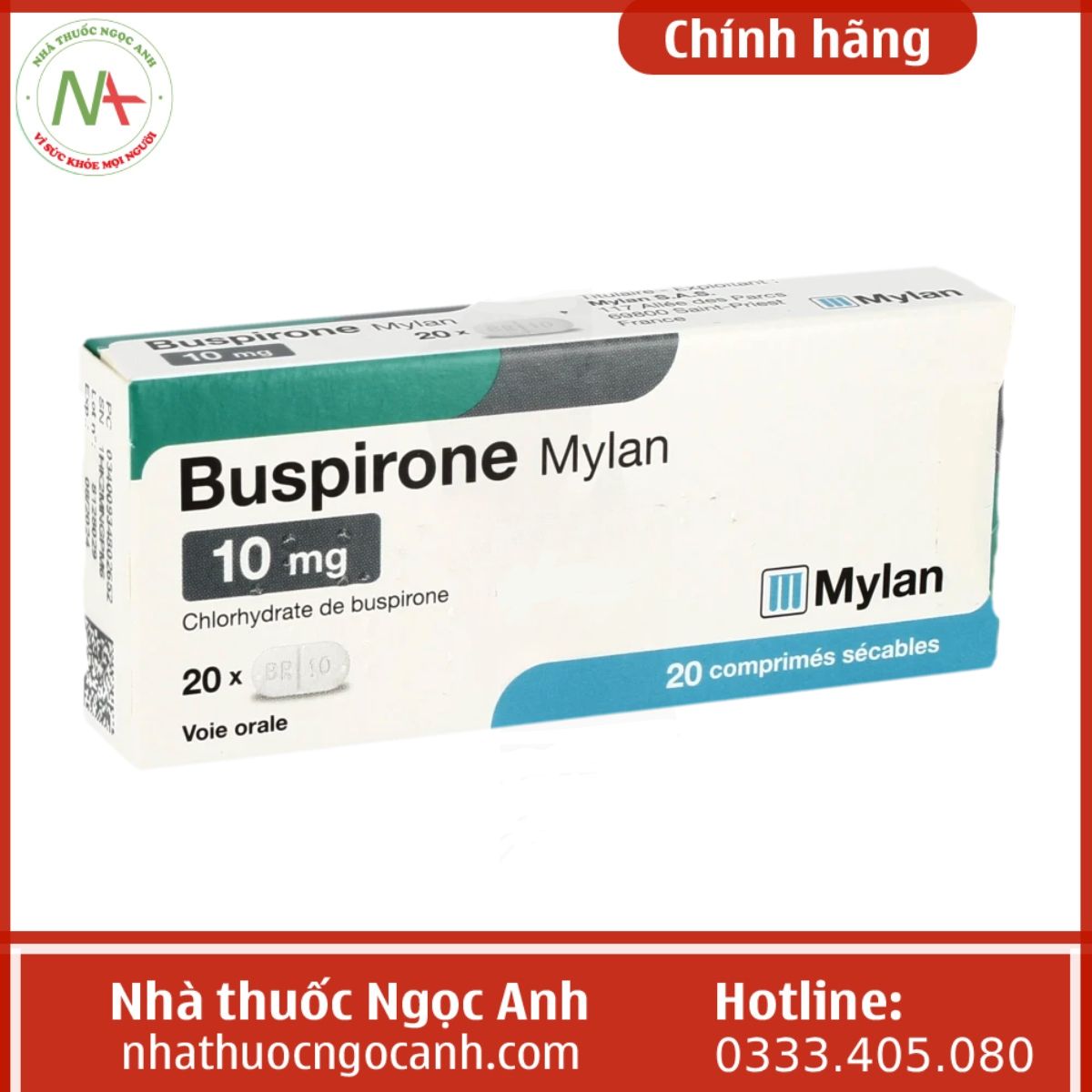 Buspirone Mylan 10mg (Buspirone hydrocloride) là thuốc gì? có tác dụng ...
