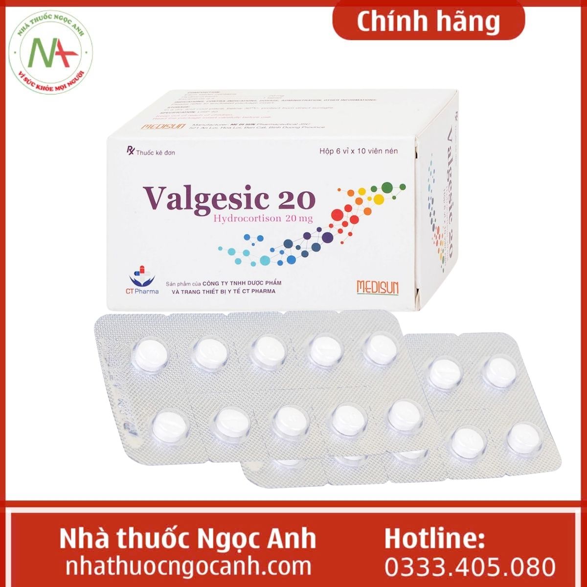 Thuốc Valgesic 20mg Medisun (Hydrocortisone) có tác dụng gì?