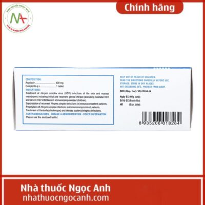 Thuốc Medskin Clovir 400 (Acyclovir) là thuốc gì, có tác dụng gì?