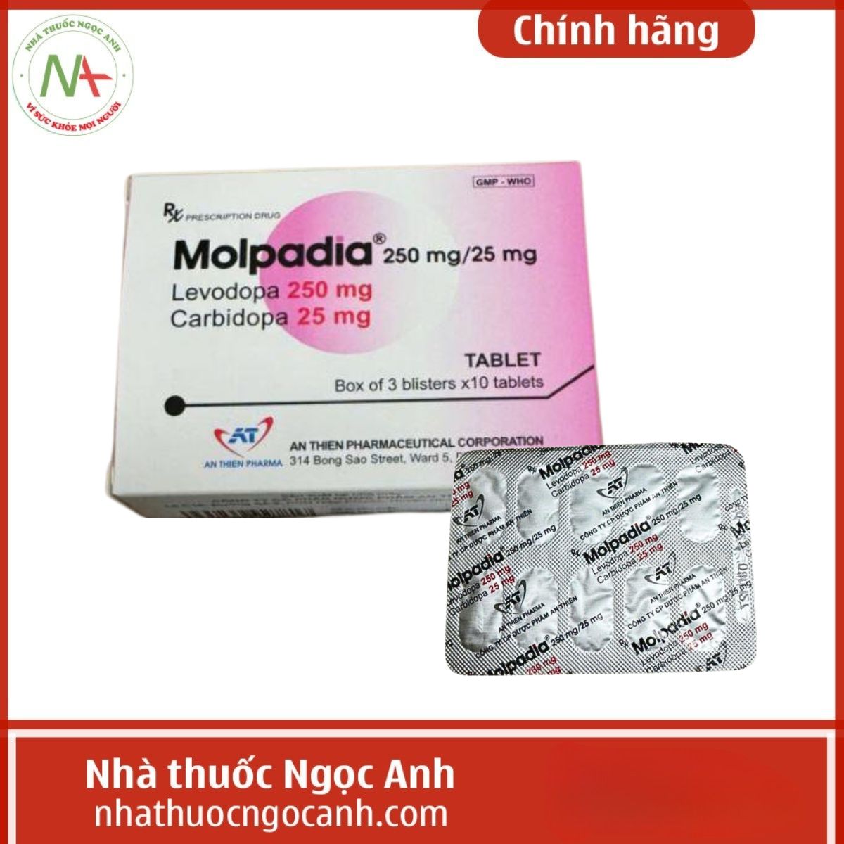 Thuốc Molpadia 250mg/25 mg (Levodopa/Carbidopa) là thuốc gì, mua ở đâu ...