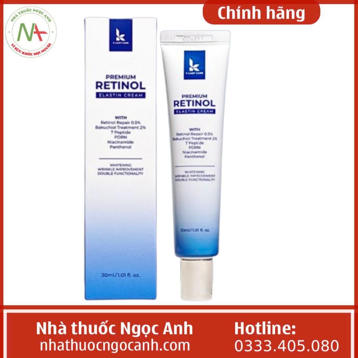 Klady Care Premium Retinol Elastin Cream 30ml tác dụng gì, giá bao nhiêu?