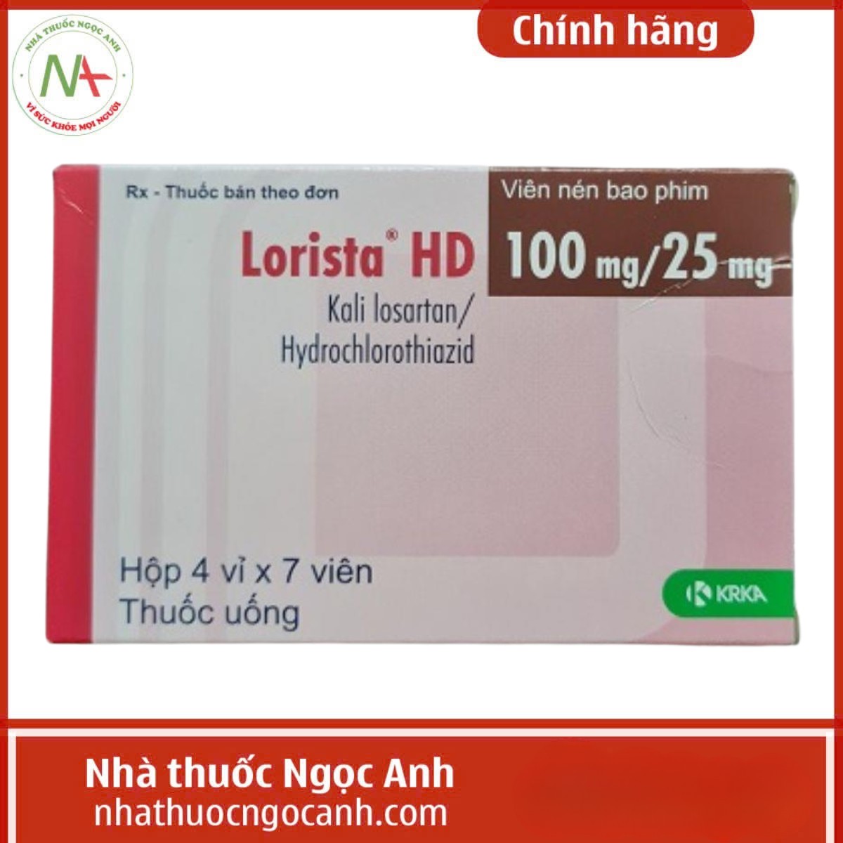 Lorista HD 100/25mg (Losartan kali, Hydrochlorothiazide) là thuốc gì ...