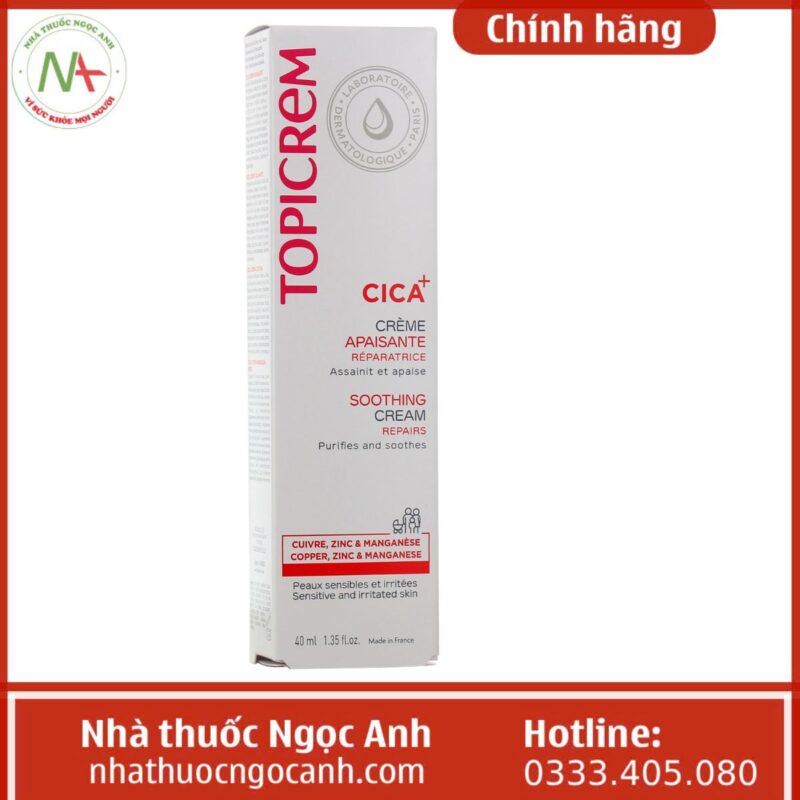Topicrem Cica Soothing Cream 40ml có tác dụng gì, giá bao nhiêu?