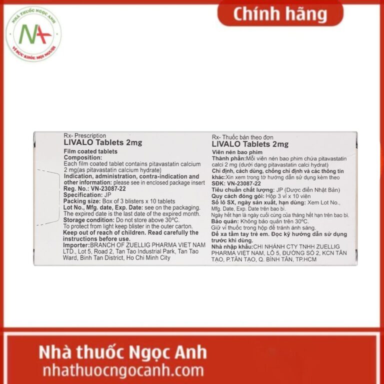 Thuốc Livalo Tablets 2mg (Pitavastatin) là thuốc gì, có tác dụng gì?