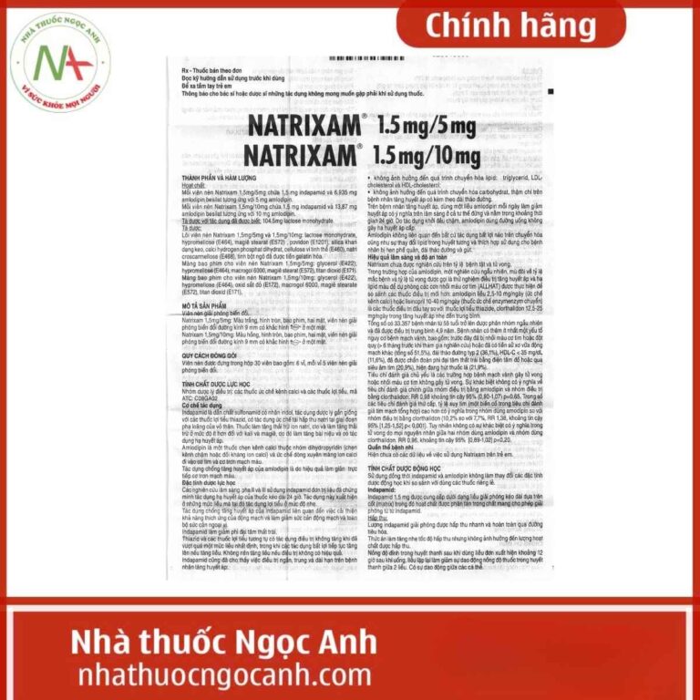 Thuốc Natrixam 1.5mg/10mg (Indapamid, Amlodipin) có tác dụng gì?