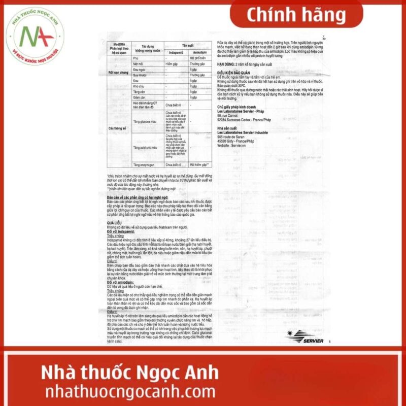 Thuốc Natrixam 1.5mg/10mg (Indapamid, Amlodipin) có tác dụng gì?