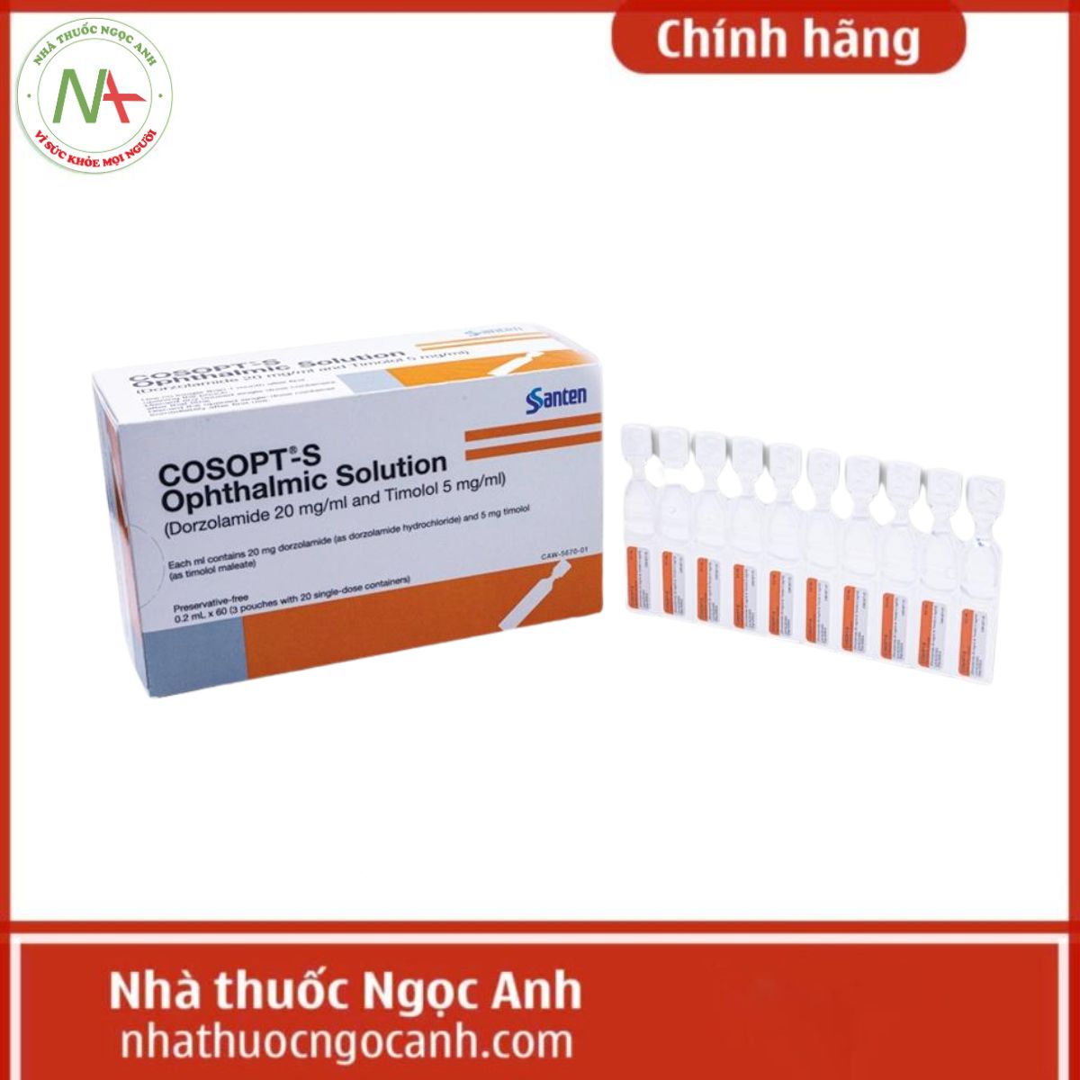 Thuốc Cosopt-S (Dorzolamide, Timolol) có tác dụng gì, giá bao nhiêu?