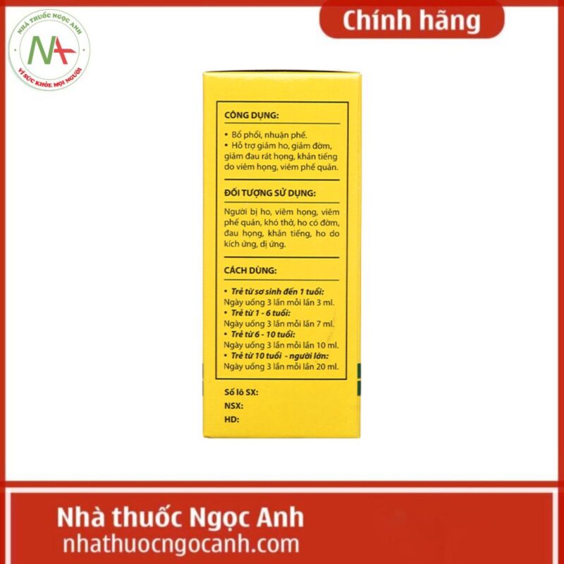 Siro Ho Bạch ngân PV Plus có tác dụng gì, có tốt không, giá bao nhiêu?