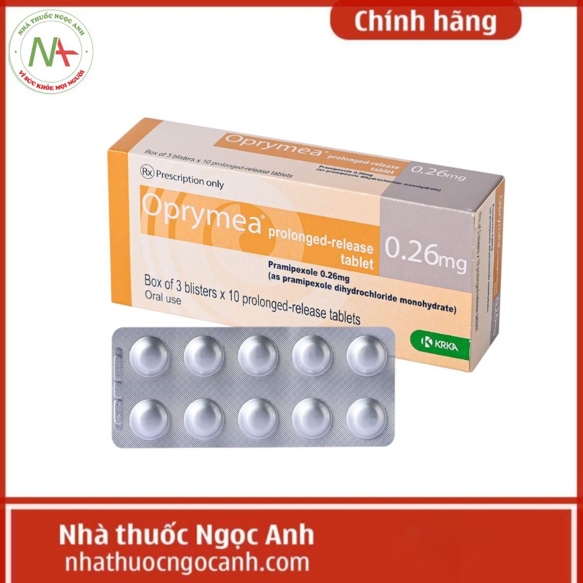 Thuốc Oprymea Prolonged-release tablet 0.26mg (Pramipexol) là thuốc gì?